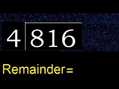 Divide 816 by 4 , remainder . Division with 1 Digit Divisors . How to ...