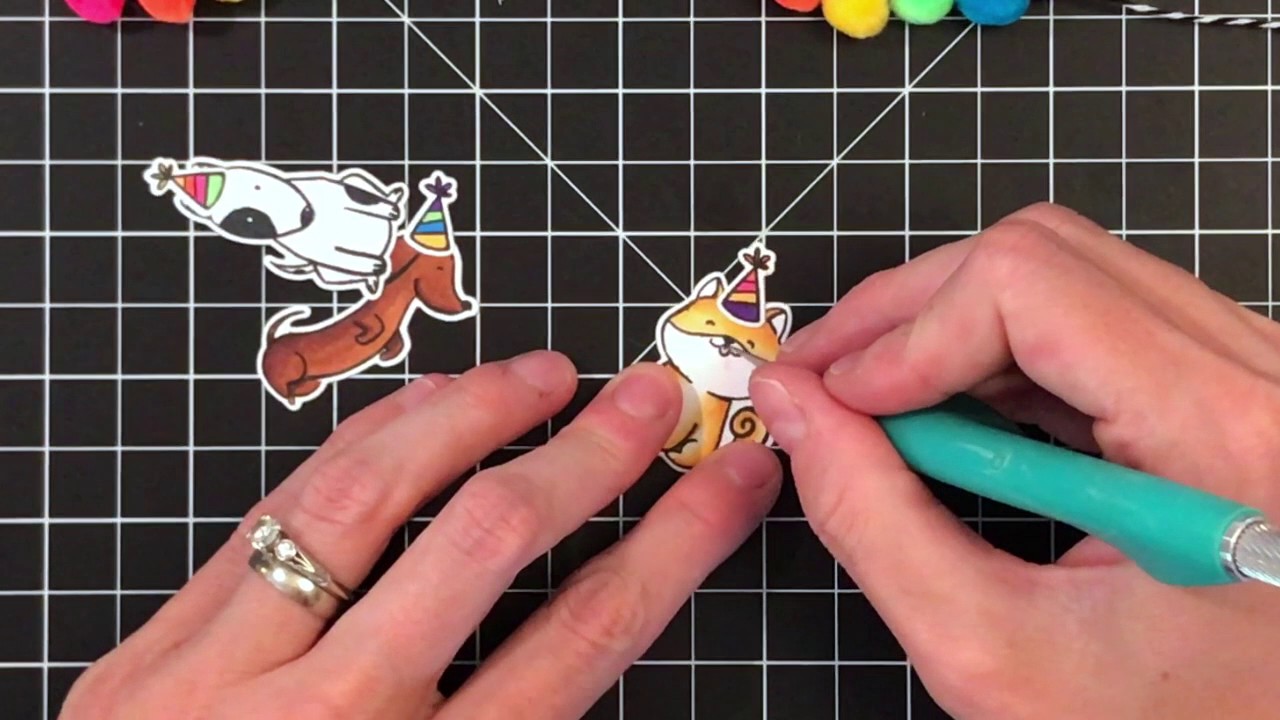 Four Cards with Pom-Pom Accents by Channin - YouTube