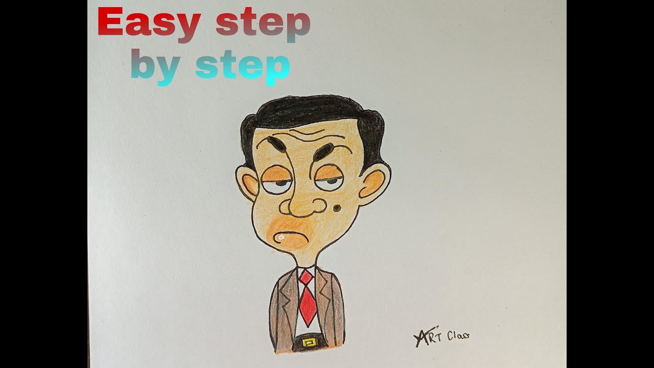How to draw mr.bean -easy step by step -tutorial-drawing - YouTube
