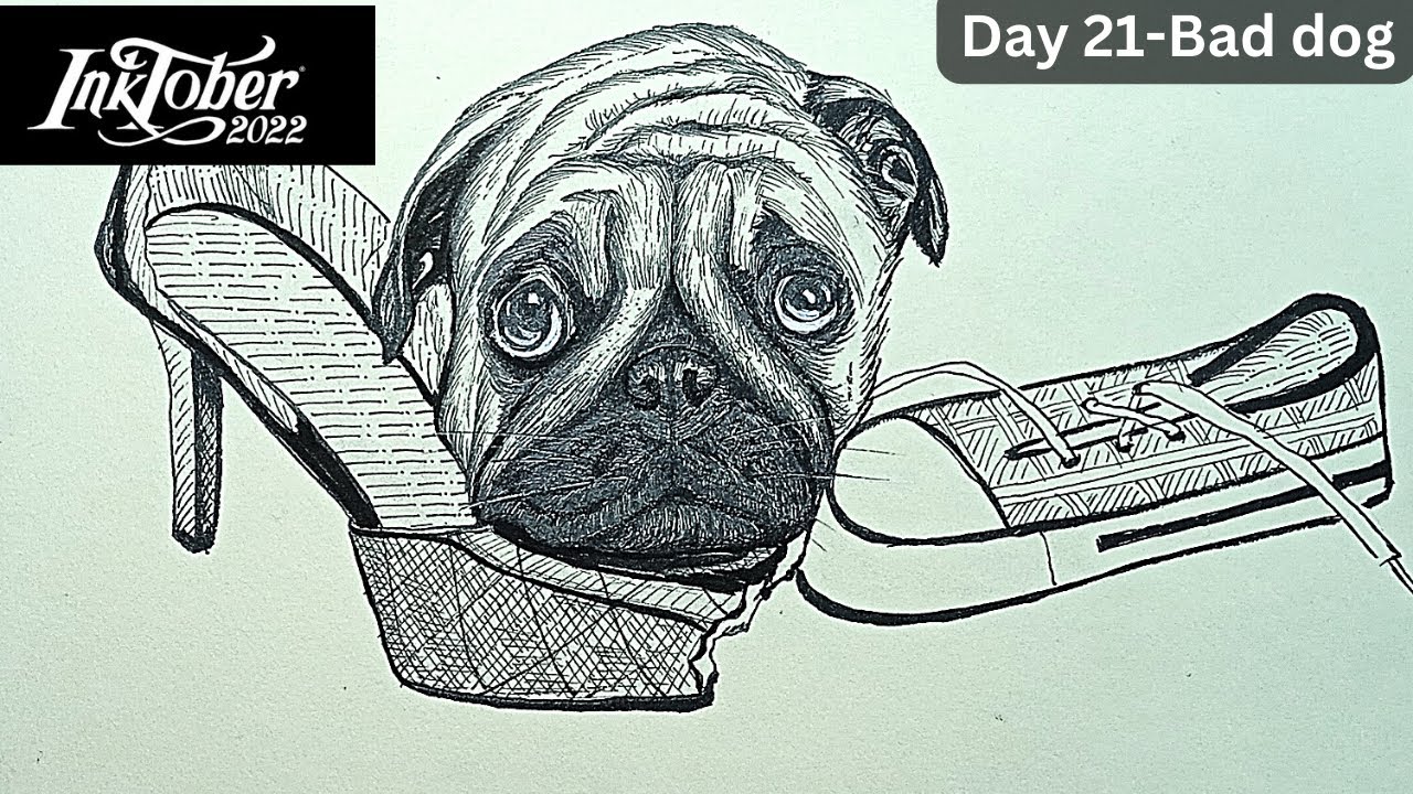 Inktober 2022 Day 21- Bad dog || Drawing demo - YouTube