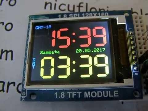 adjusting dual clock using DS3231 on 1.8" ST7735 display - YouTube