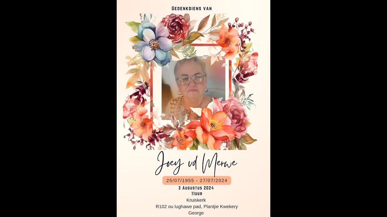 Roudiens van wyle Joey van der Merwe - Kruiskerk George - 03 Augustus ...