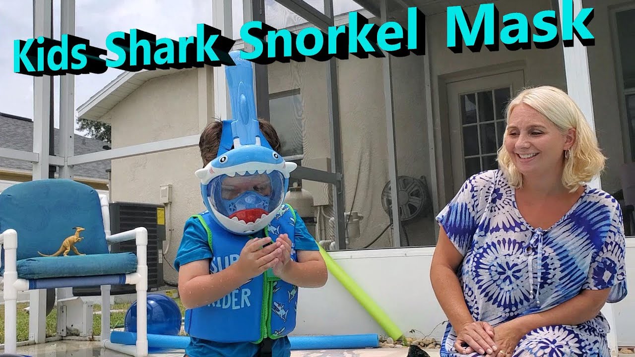 Kids Shark Full Face Snorkel Mask Review - YouTube