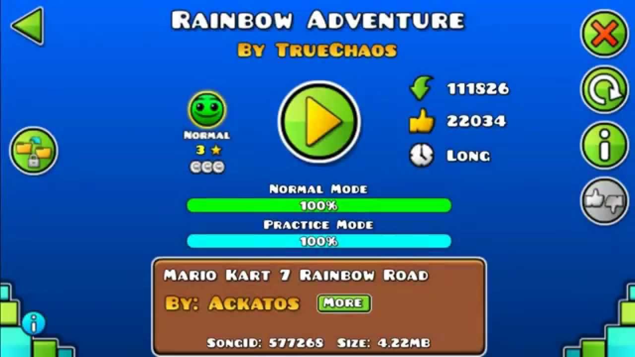 Geometry Dash Rainbow Adventure By Truechaos 100 Youtube