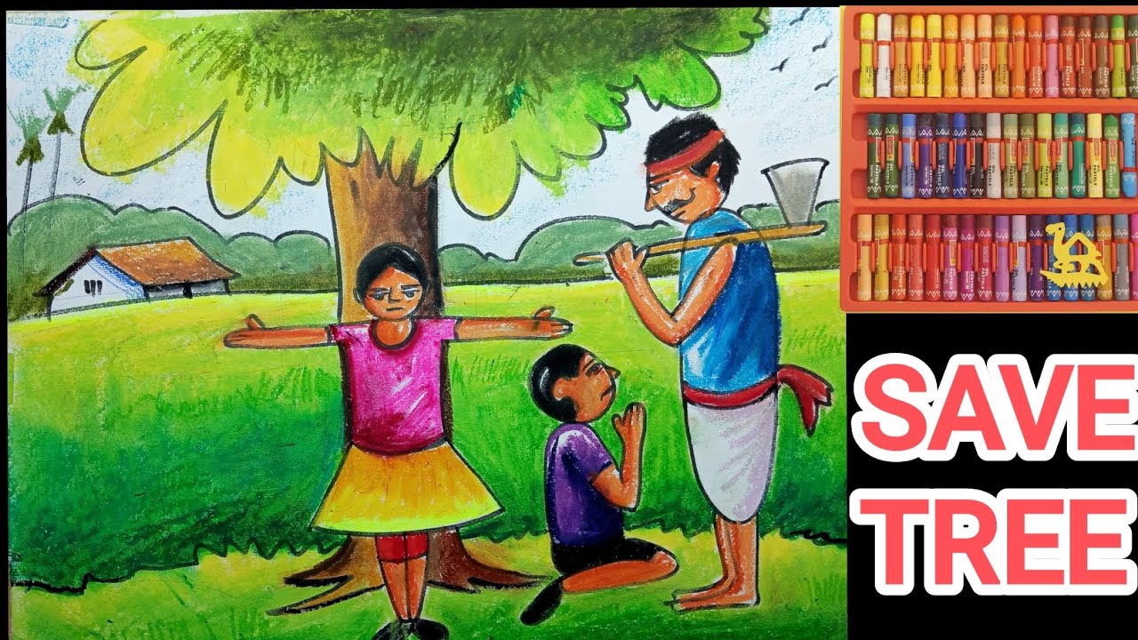Save Tree drawing for kids, - YouTube