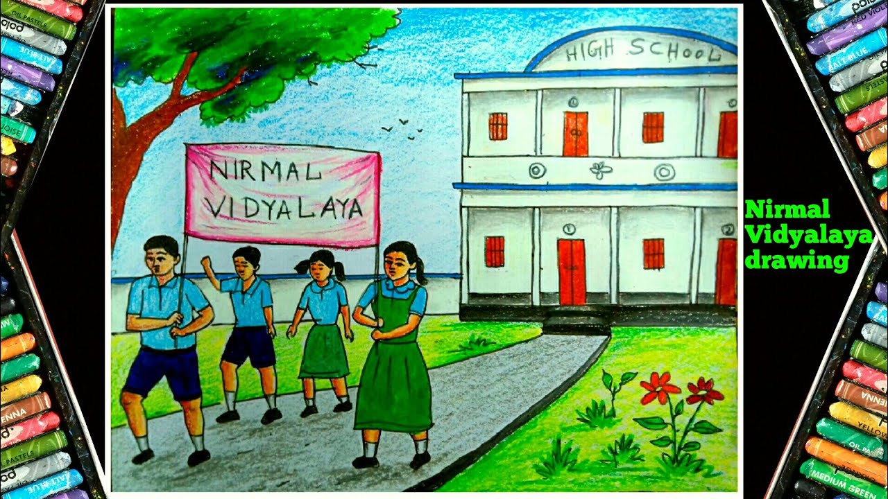 Nirmal Vidyalaya drawing school||how to draw swachh bharatabhiyan ...