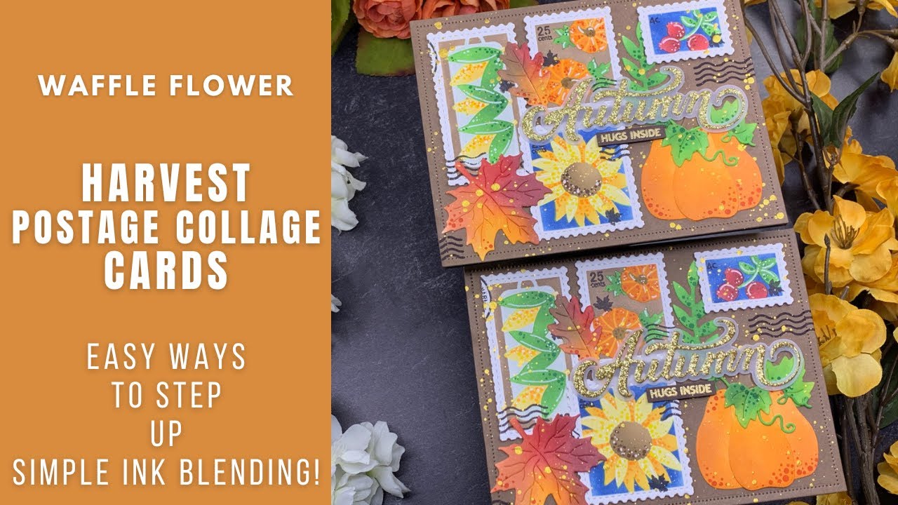 Harvest Postage Collage Cards | Waffle Flower - YouTube