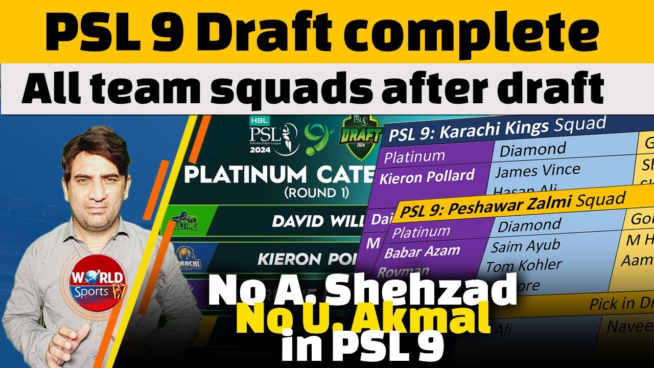 PSL 2024 all team squads after draft| PSL 2024 draft | No Ahmed Shehzad ...