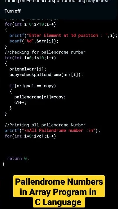 Pallendrome Numbers in Array Program in C Language - YouTube
