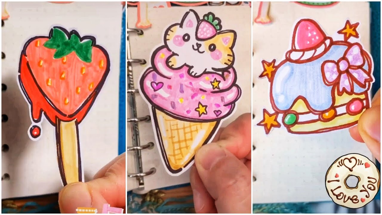 How To Draw Food Stickers - Cute Food Drawing - YouTube