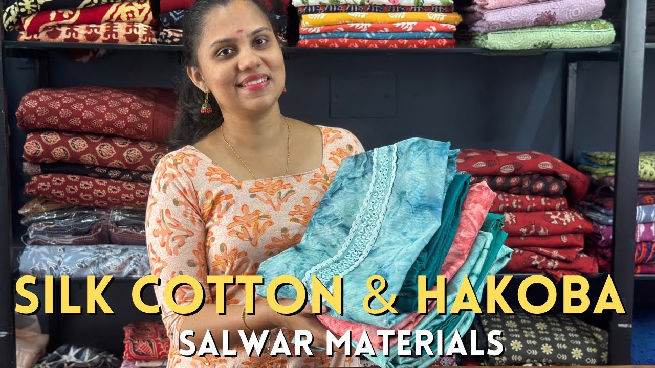 Silk Cotton & Hakoba Salwar Materials - YouTube