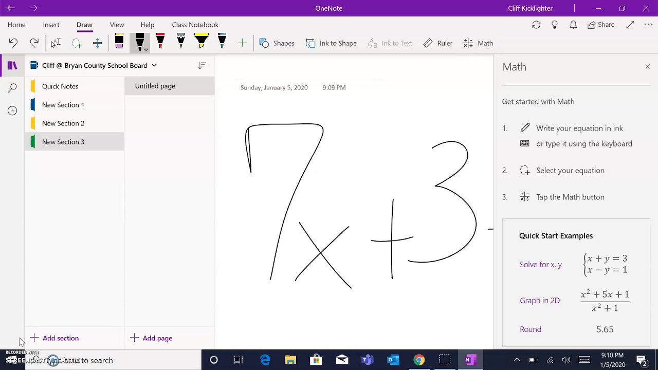 OneNote Equation Solver Demo - YouTube