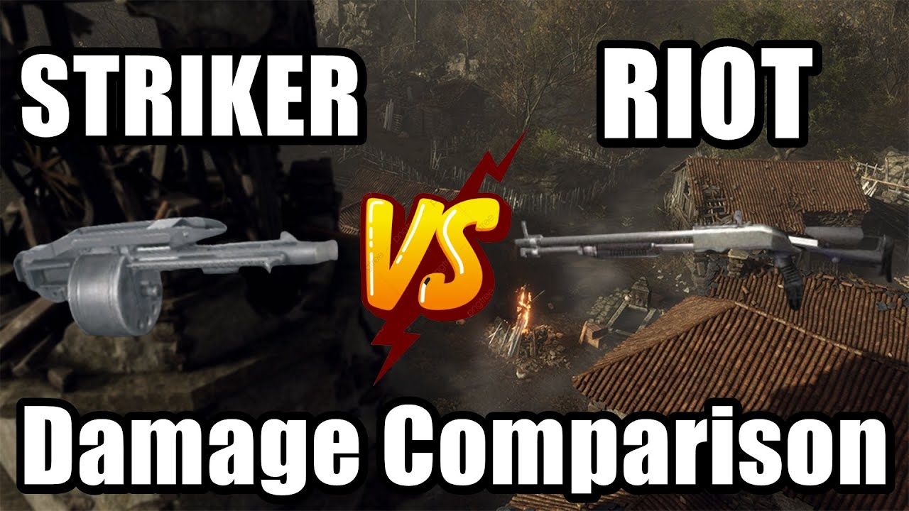 Resident Evil 4 Remake STRIKER vs RIOT Damage Comparison LVL 1 VS LVL ...