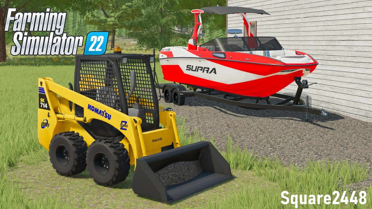 First Job With Komastu Skidsteer! (Gravel Pad For Lake Boat) | FS22 ...