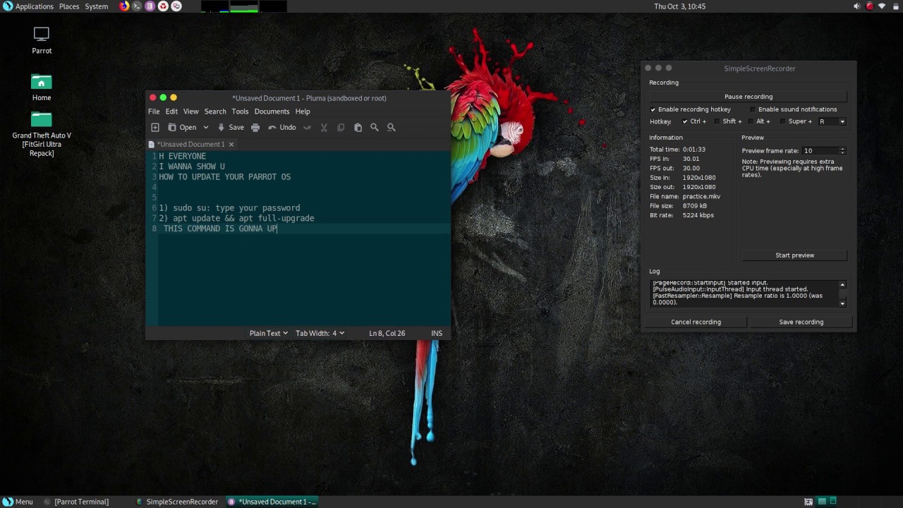 update and upgrade your parrot os (basic command) update and upgrade ...