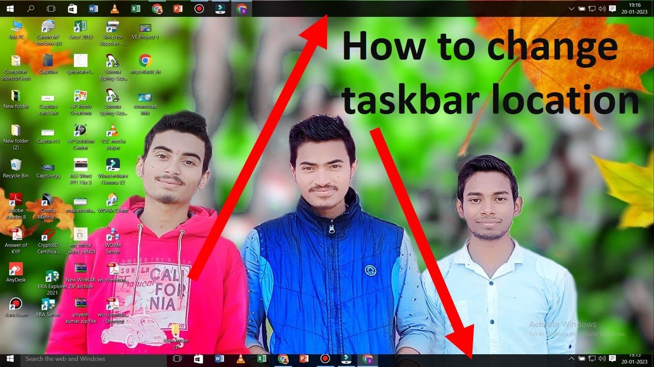 How to change taskbar location | How to move Taskbar Top Left Right ...