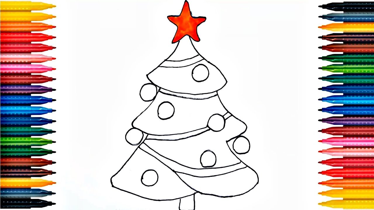 New Year Tree Drawing New Year Tree Coloring Page How to Draw and Paint ...