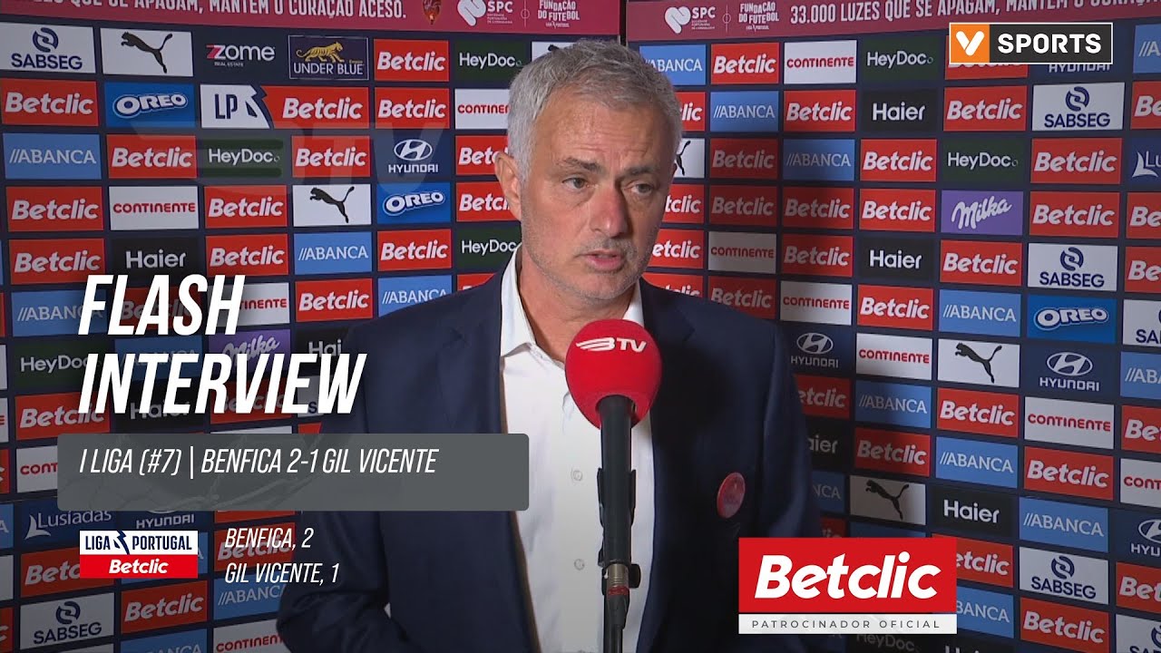 I Liga (#7) | Benfica 2-1 Gil Vicente: Flash Interview José Mourinho ...