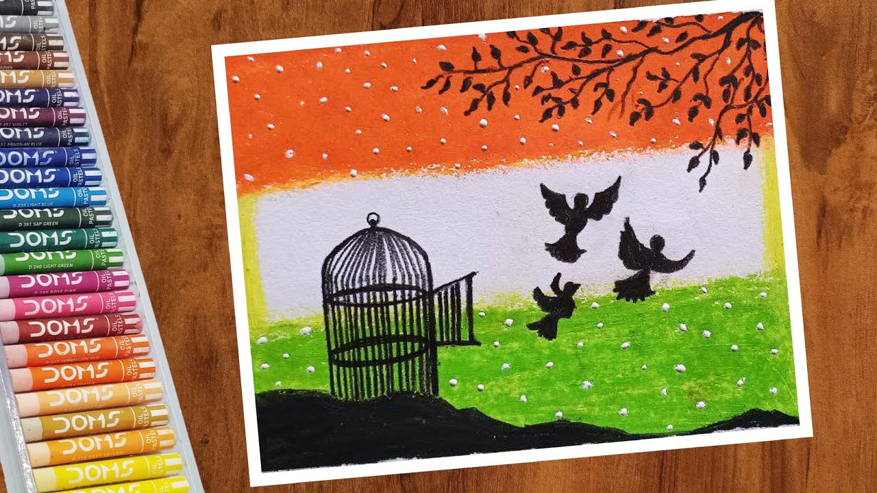 Indipendence Day drawing for beginners with Oil Pastels - step by step ...