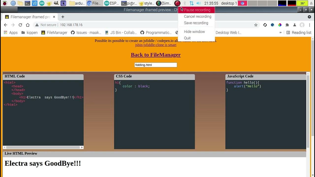 ESP8266 filemanager update/ upgrade and jsfiddle clone - YouTube