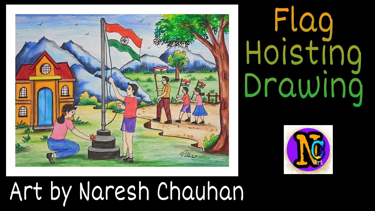Flag hoisting drawing - YouTube