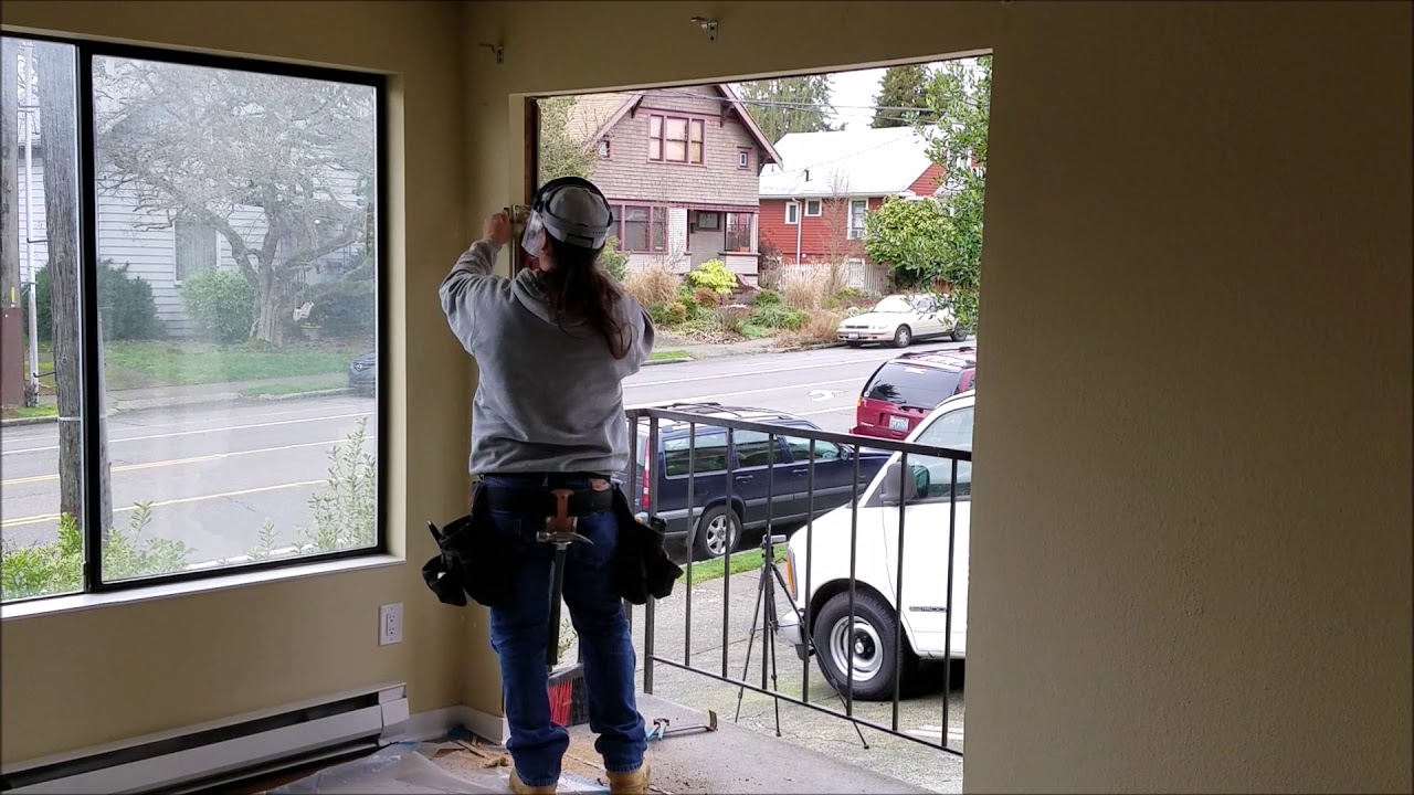 Sliding glass door removal and cut back (collapse method) - YouTube