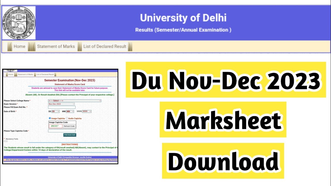 Du Nov-Dec 2023 Marksheet Download | Ran2goal (DU SOL) #du #ran2goal # ...