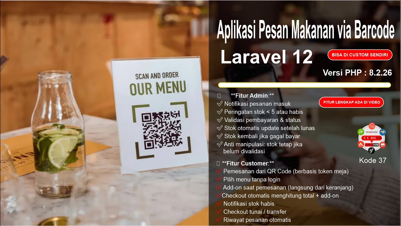 Aplikasi Restoran Pesan Makanan Barcode #webapplication - YouTube