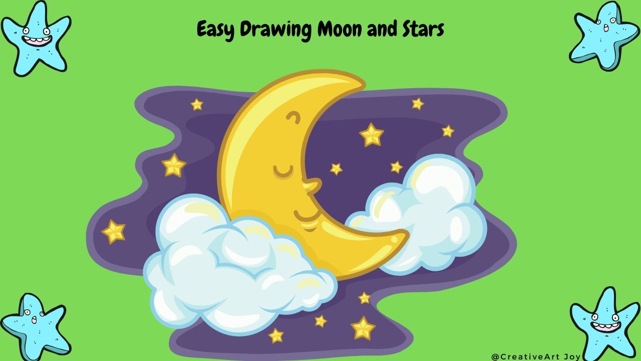 How to Easy Draw Stars and Moon - DIY Tutorial - YouTube