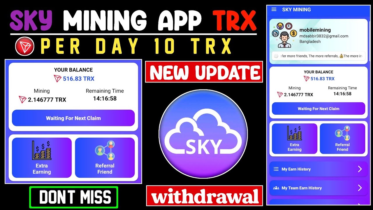 🔥 SKY Mining App Update | TRX mining App | Sam Happy mining App | Best ...