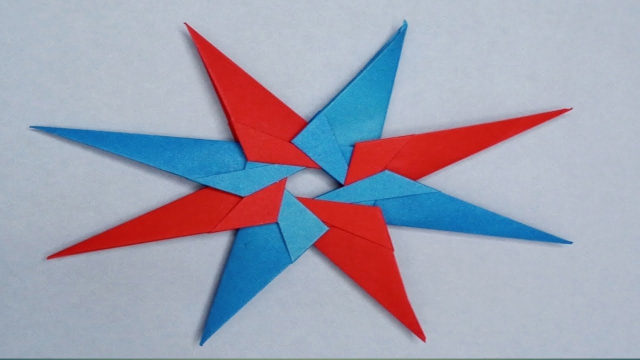 Easy Origami paper ninja star for kids 8 pointed shuriken - YouTube
