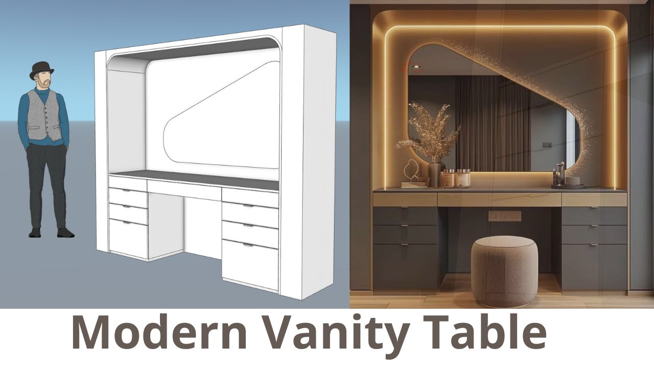 SketchUp Design: Modern Vanity Table Tutorial (Step-by-Step) - YouTube