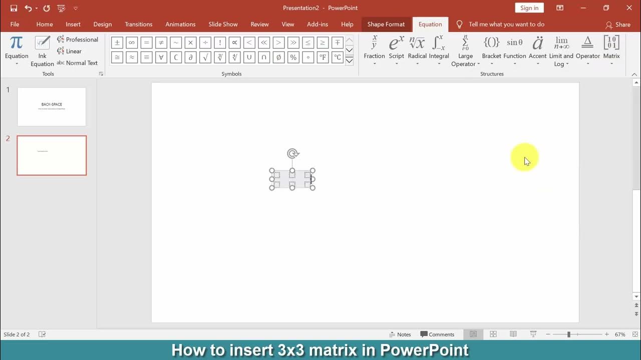 How to insert 3x3 matrix in PowerPoint - YouTube