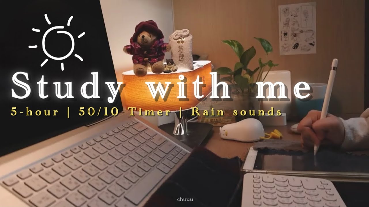 5-hour Study With Me 🌧️ in Cozy Study Room | Rain Sounds, Exam ...
