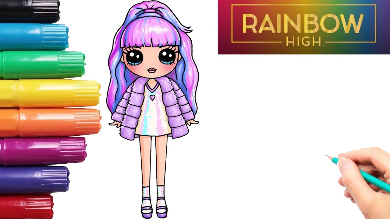 How to Draw a Rainbow High Fashion Doll 🌈 Violet - YouTube