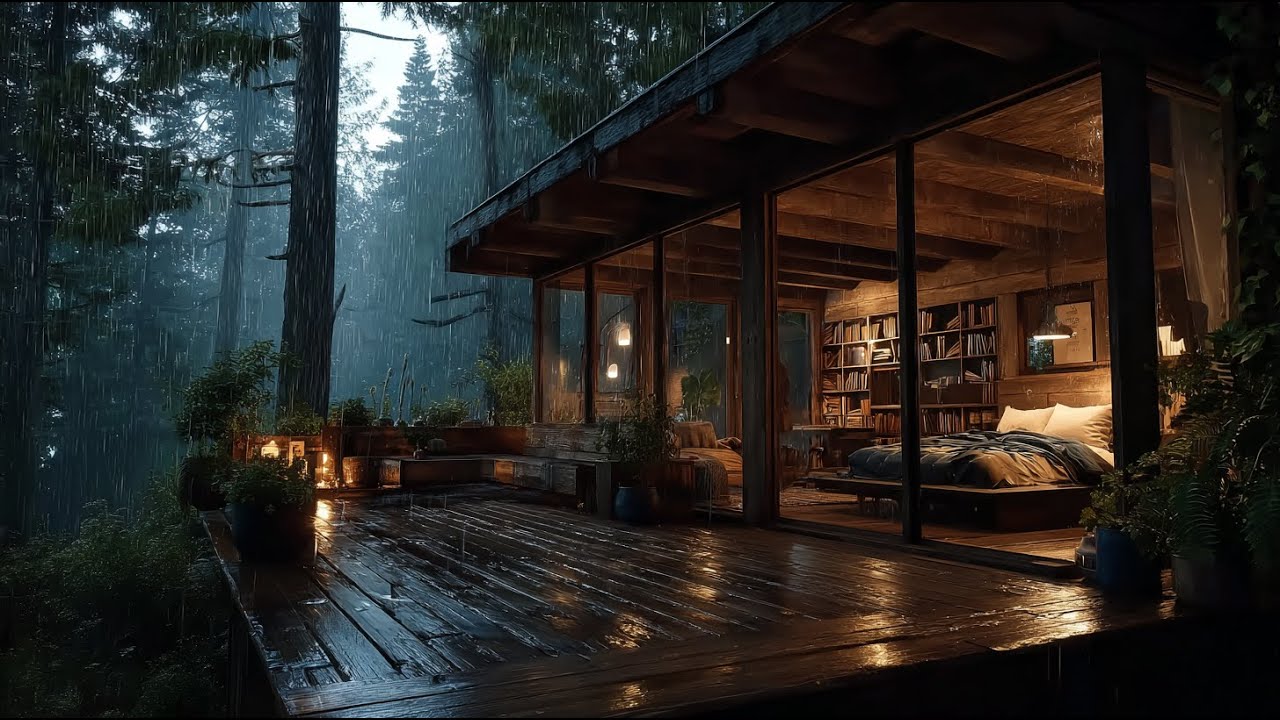 Relaxing Rain Sounds in a Cozy Forest Cabin 🌲| Perfect for Deep Sleep ...