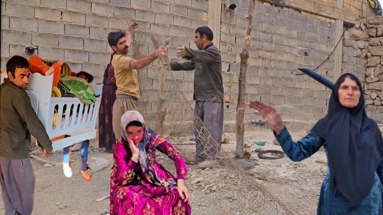 The hard life of a nomadic family in the spring nature / nomadic ...