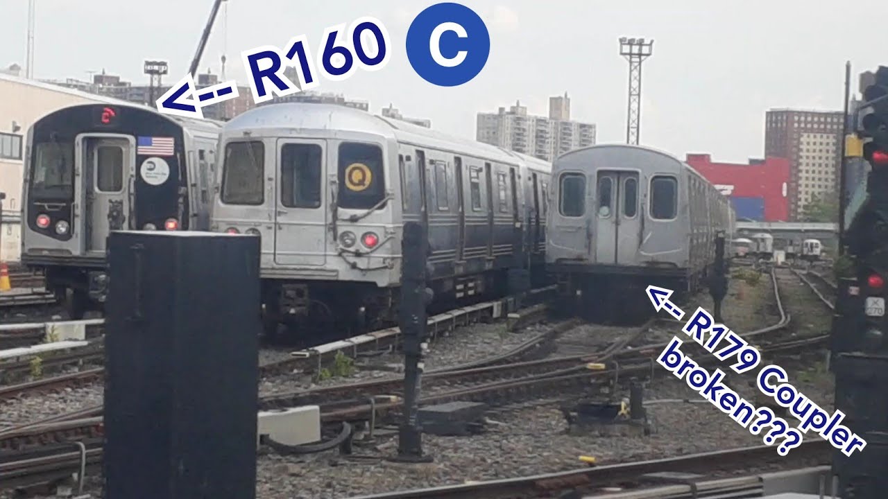 MTA R179 unit with coupler broken at Coney Island Yard + R160 C Train ...