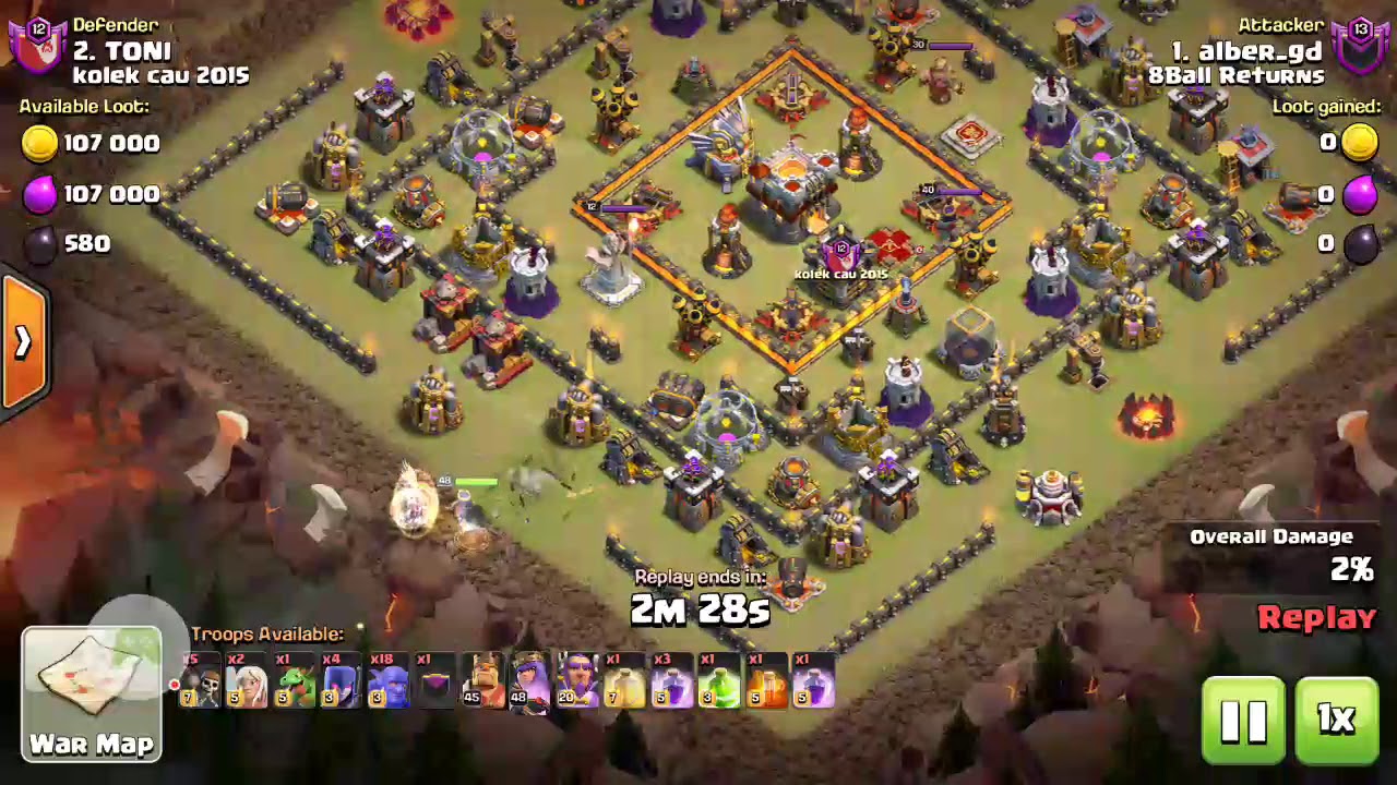TH11 vs maxed TH11 classic square base 3 stars bowitch attack - YouTube