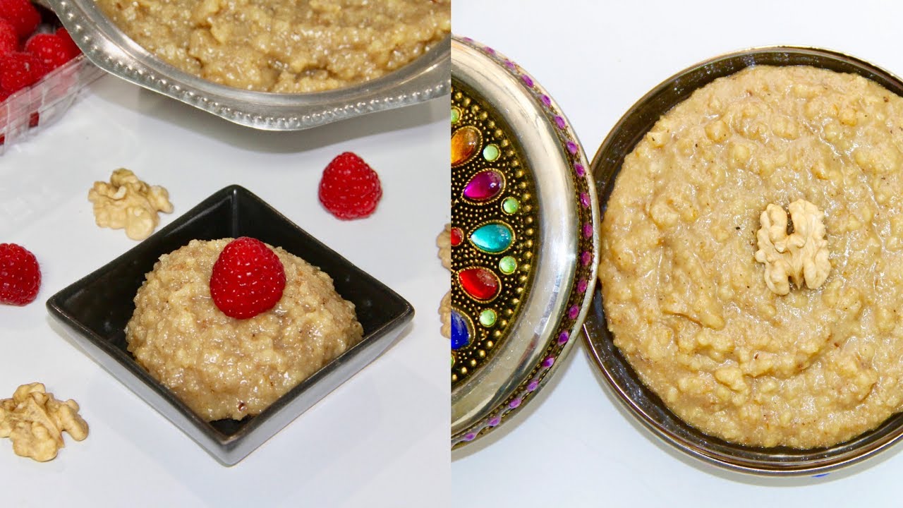 Akhrot Sheera - Walnut Halwa Pudding Video Recipe | Bhavna's Kitchen ...