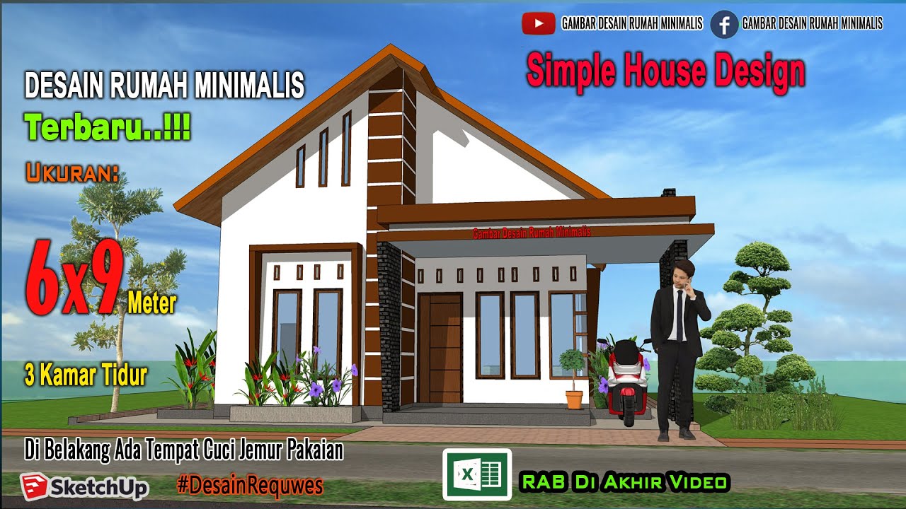 DESAIN RUMAH SEDERHANA 6 X 9 METER || Simple House Design - YouTube