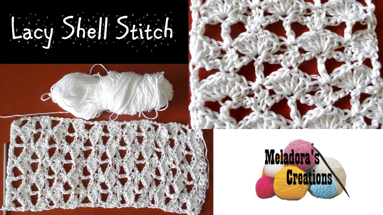 Lacy Shell Stitch - Lacy Crochet Mesh - Left Handed Crochet Tutorial ...