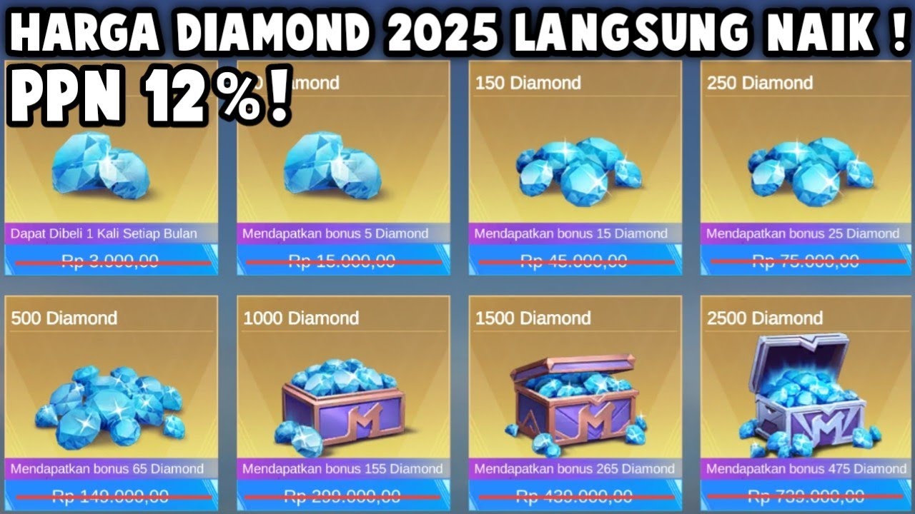 BUSET HARGA DIAMOND LANGSUNG NAIK HARI INI ! PENJELASAN KENAIKAN HARGA DIAMOND PPN 12% !! - YouTube