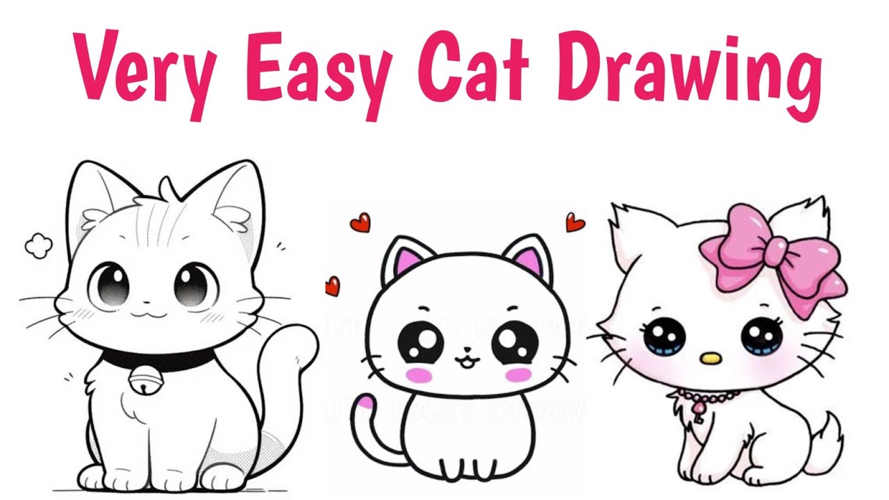 How to draw cat step by step ll Easy cat 🐈 Drawing ll Easy Drawing Day ...
