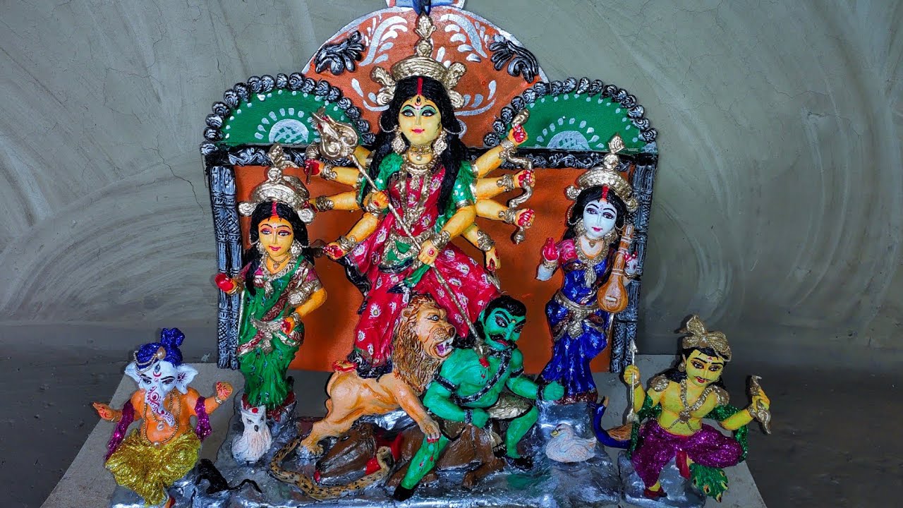 Miniature Durga Idol making at home || small Durga murti 2020 || Rajeev ...