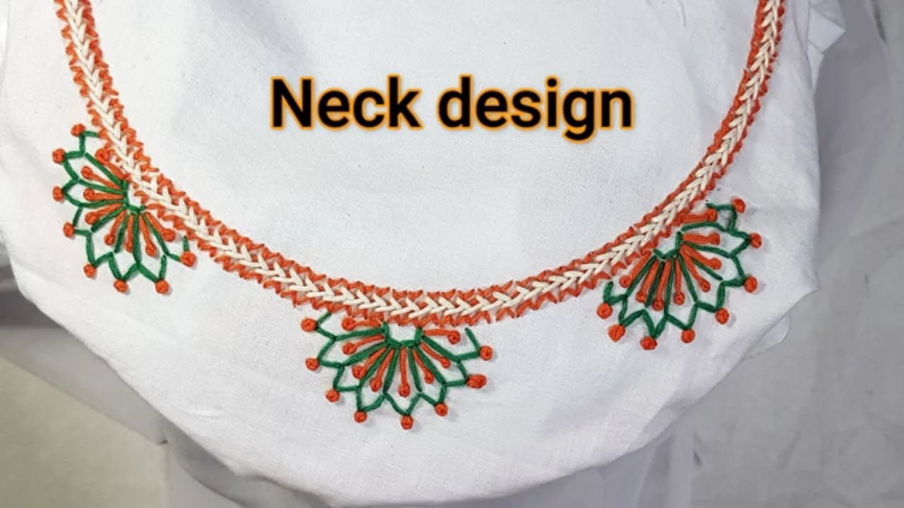Simple neck embroidery design for kurti | cross stitch neck designs ...