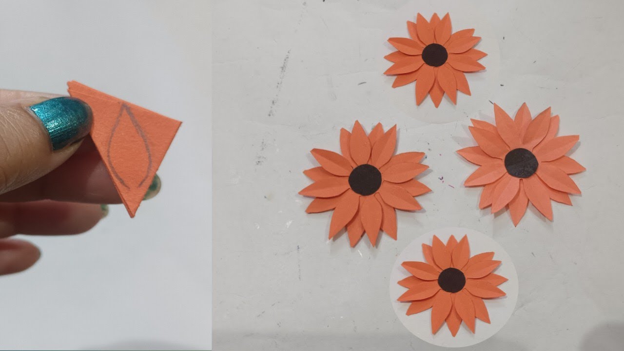 Paper Flower Marking Step by step / Easy Paper Sunflower craft / DIY ...
