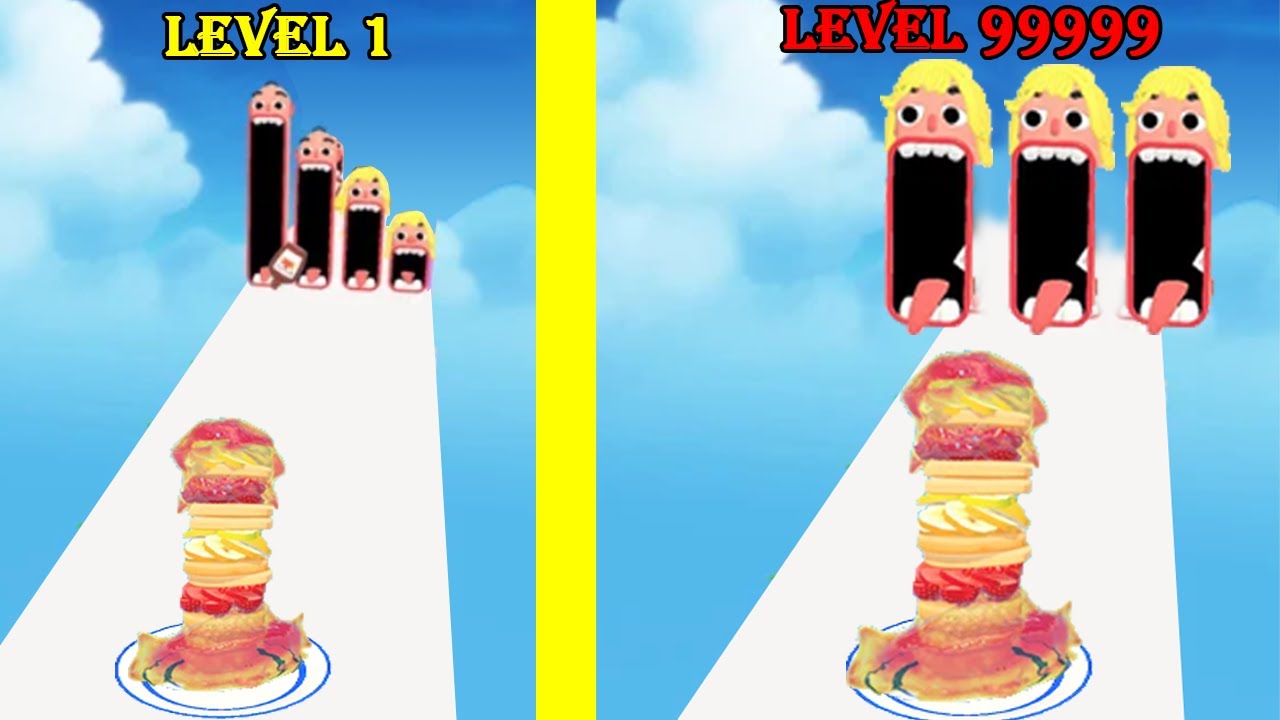 Level 1 VS Level 99999 - Pancake Run ! - YouTube