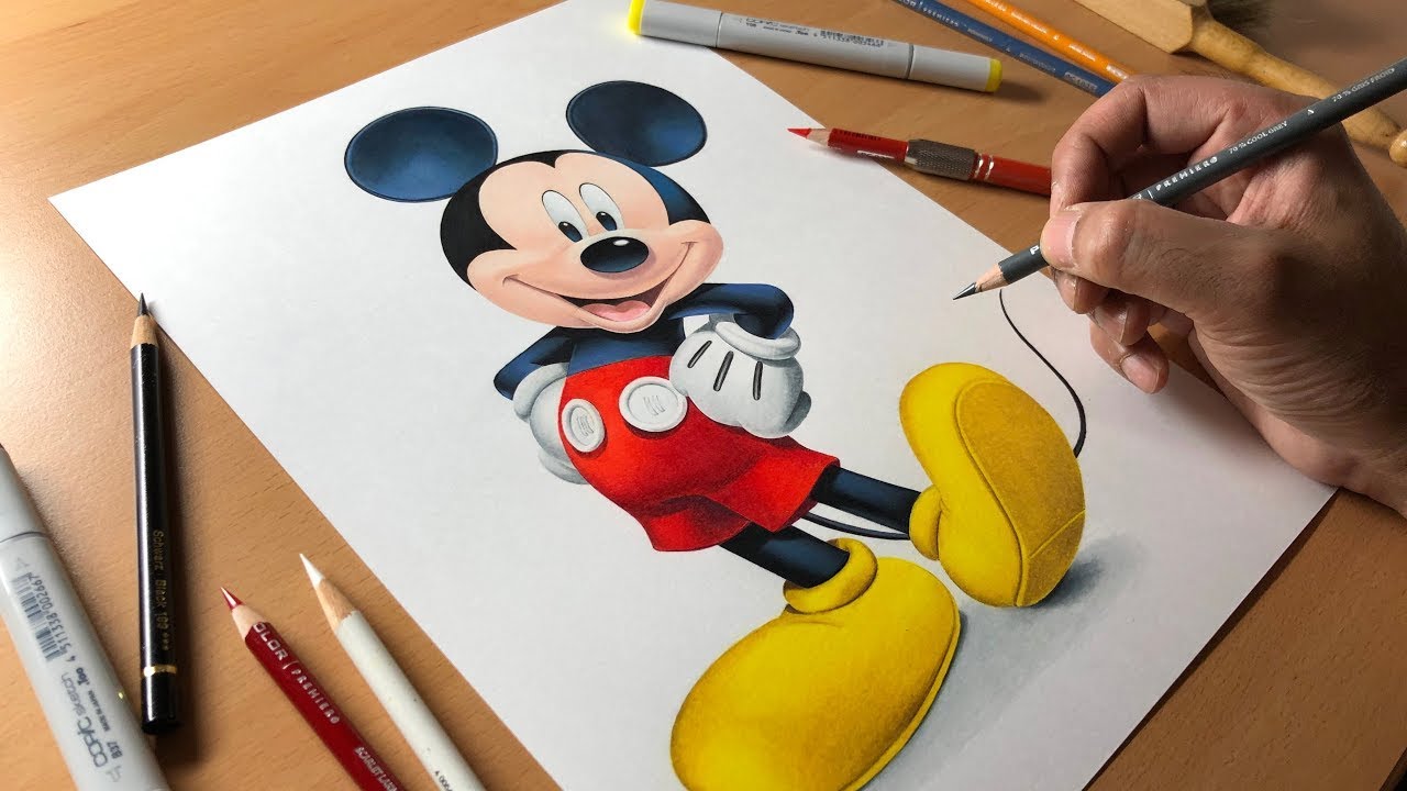 Desenahndo o Mickey Mouse DESENHO REALISTA RABISCANDO - YouTube