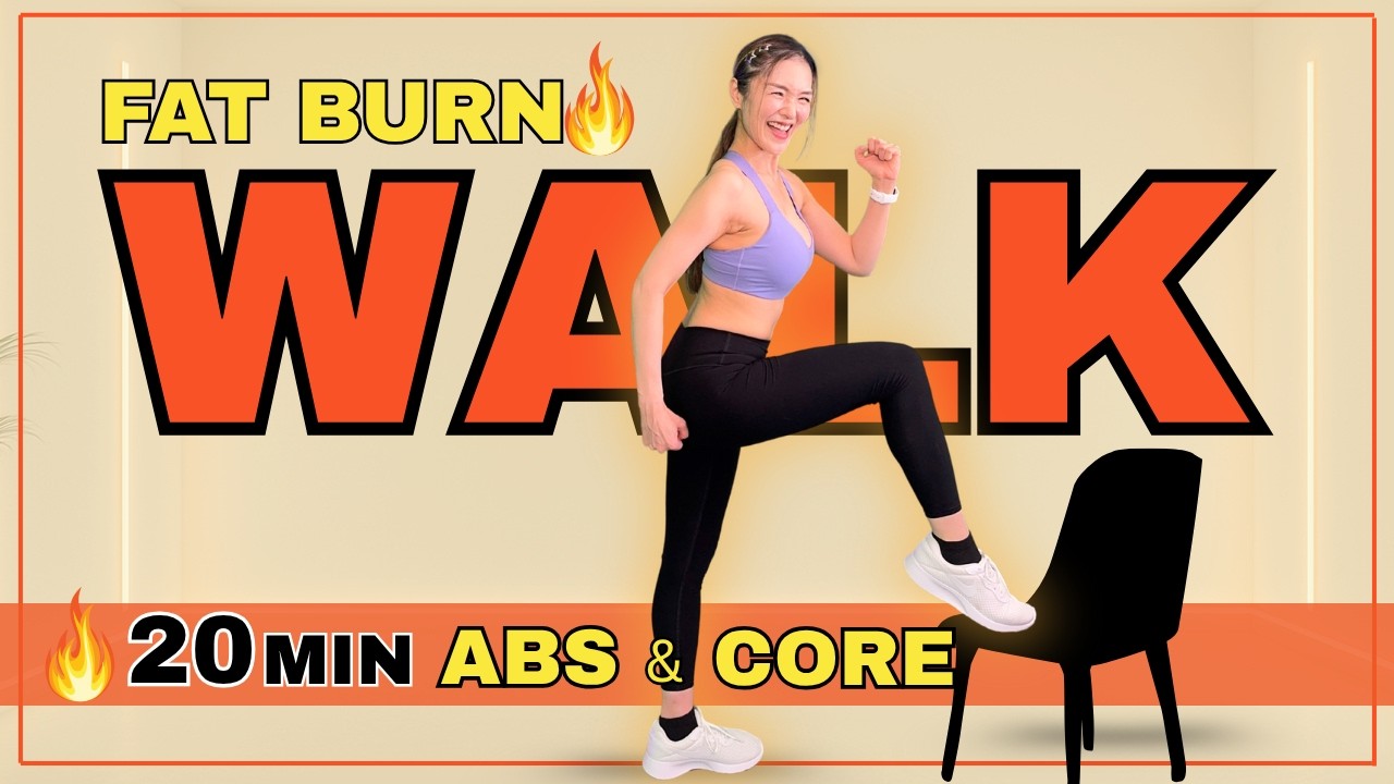 WALK & CORE Workout with Chair – 20 Min Fat Burn You Can Feel ...